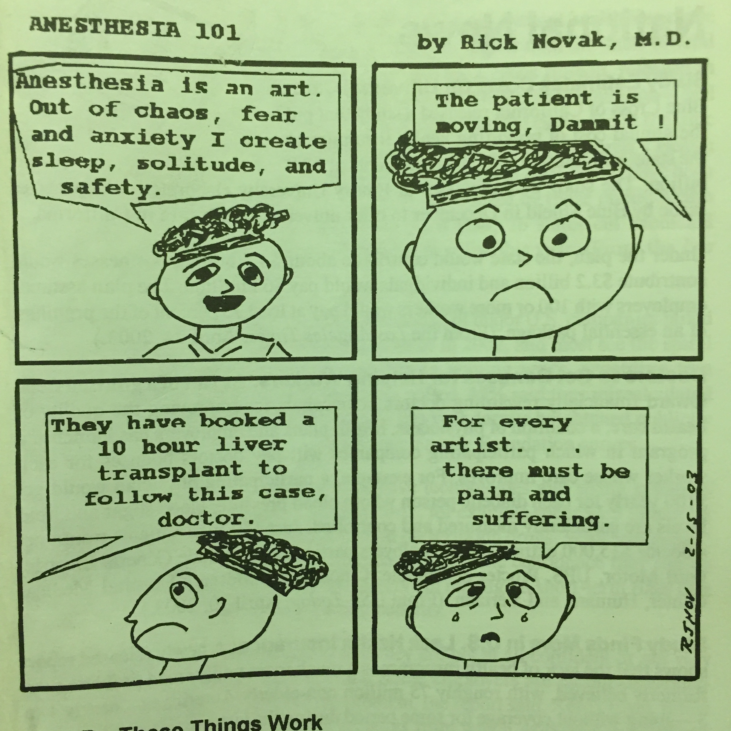 CARTOON - IS ANESTHESIA AN ART? - The anesthesia consultant